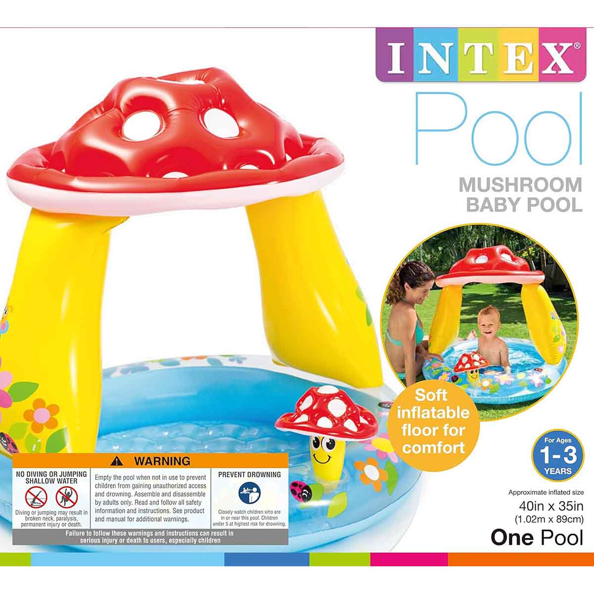 Intex Mushroom Inflatable Baby Play Pool For Kids - Tootooie