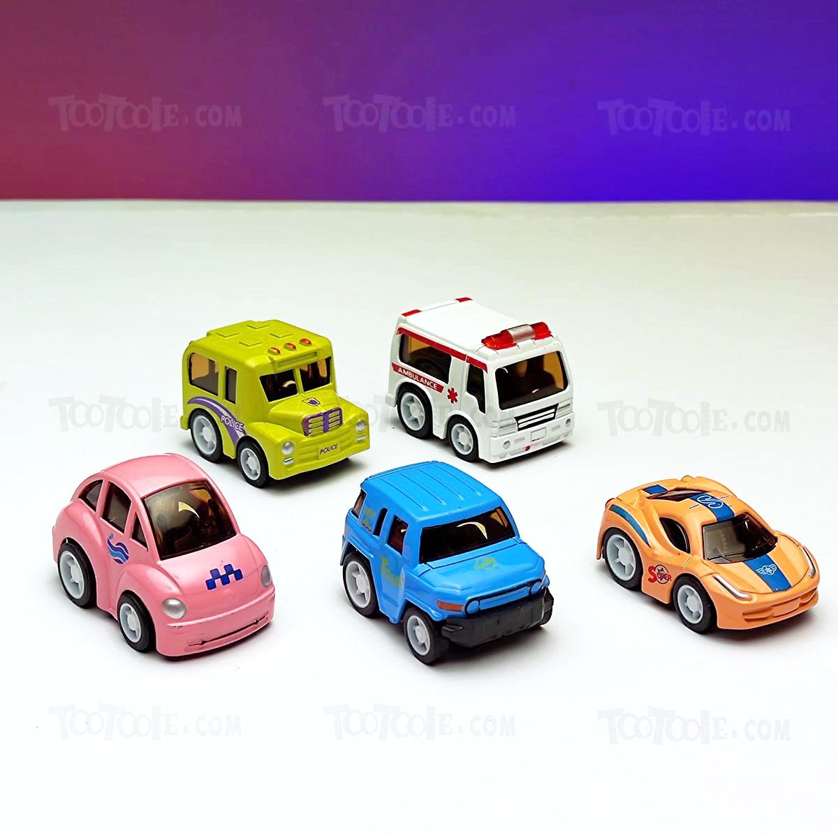 XLC Set of 5 Mini Adorable Die Cast Cars for Kids - Tootooie